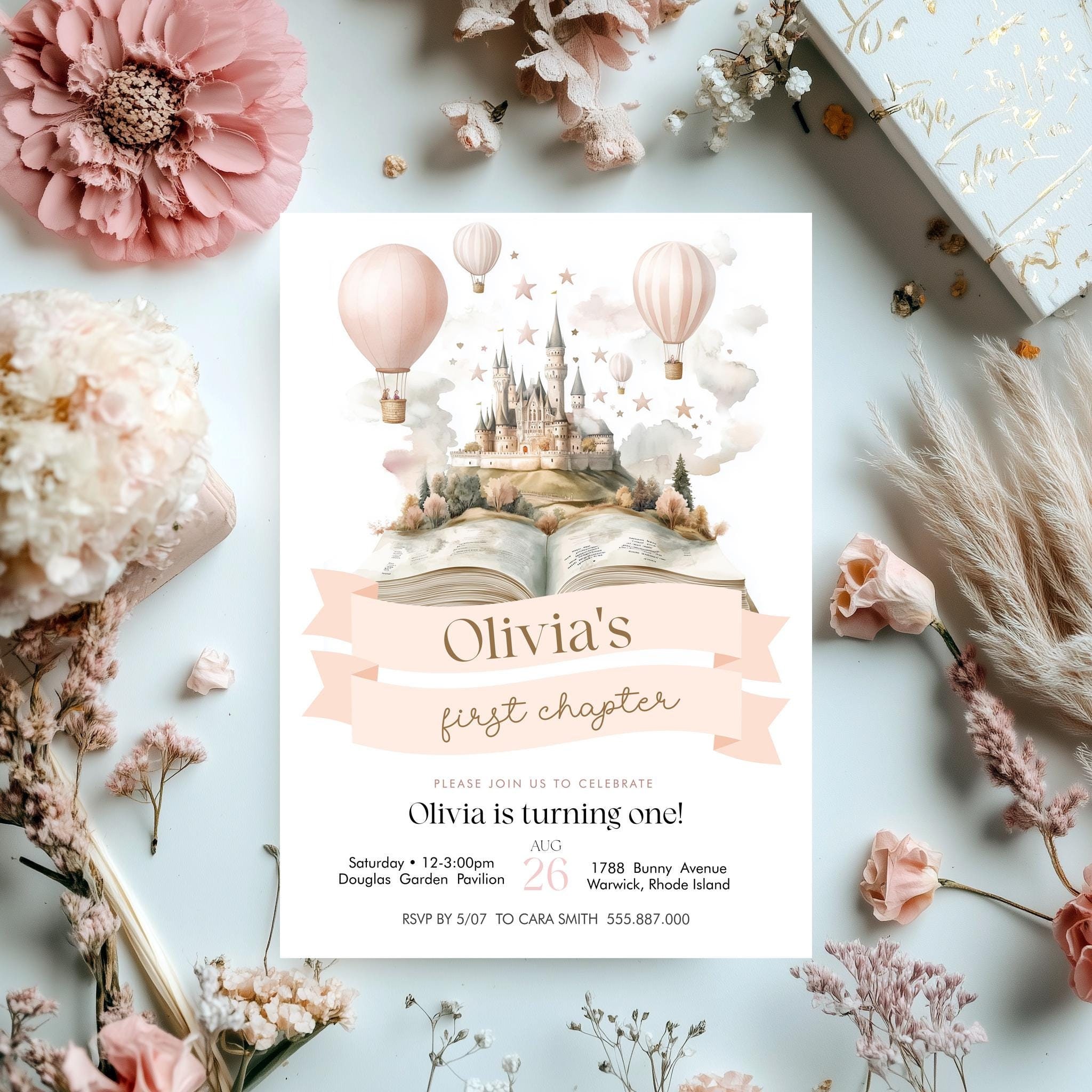 Watercolor Storybook Birthday Invitation | First Chapter, Editable - Etsy