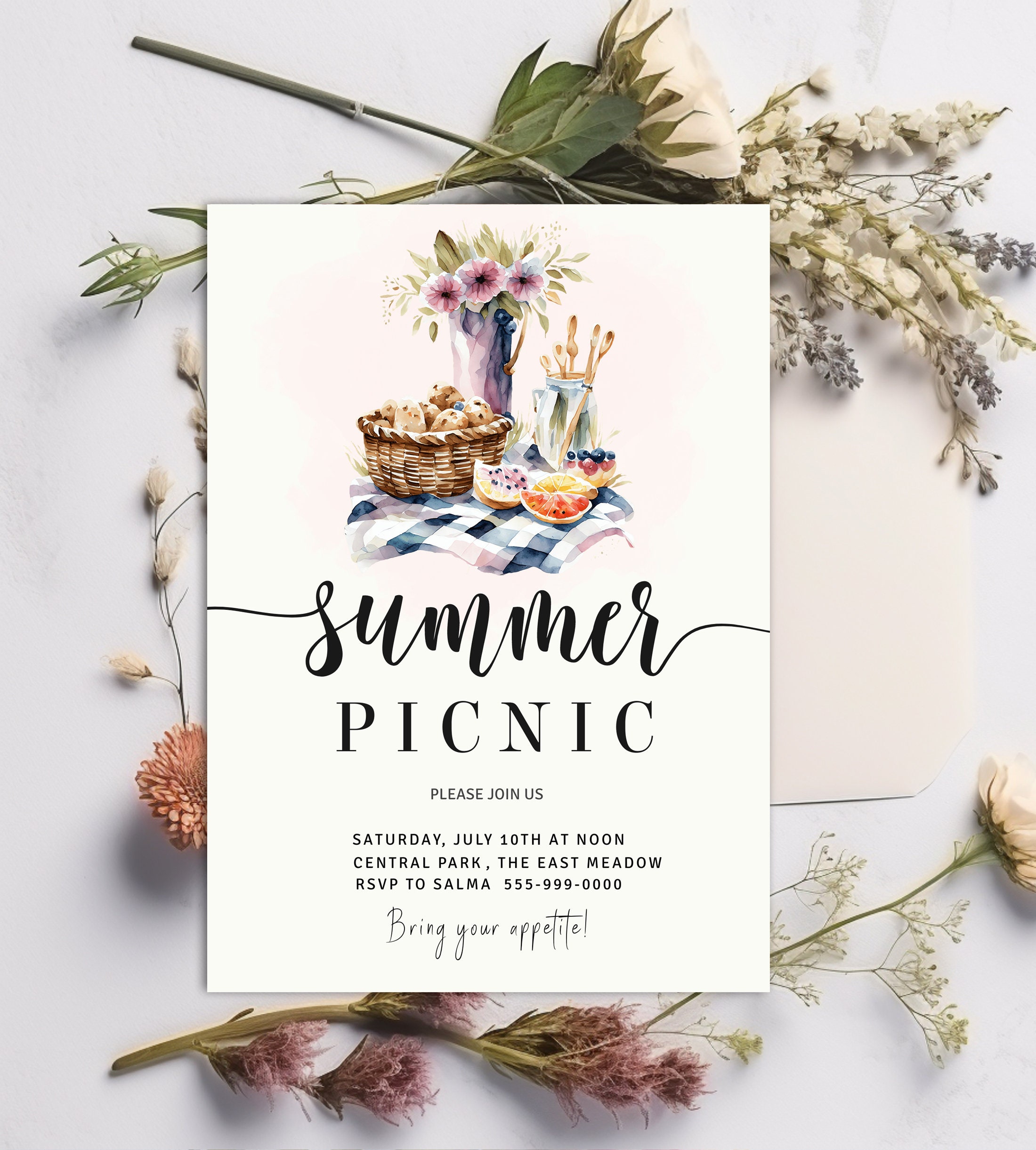 Summer Picnic Printable Invitation| Instant Download| Editable - Etsy