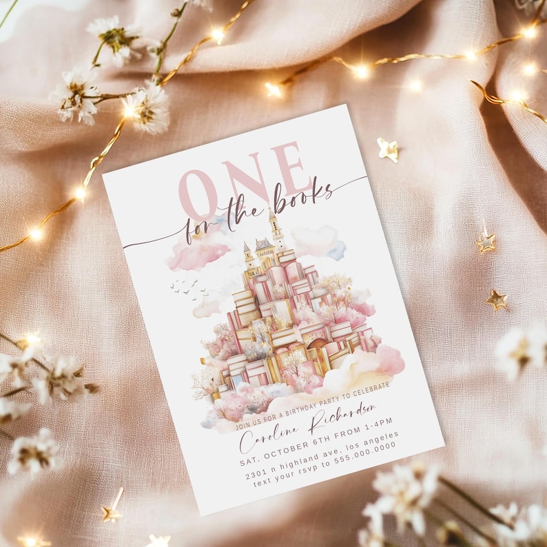 One for the Books Birthday Invitation | Storybook Girl Birthday | Book ...