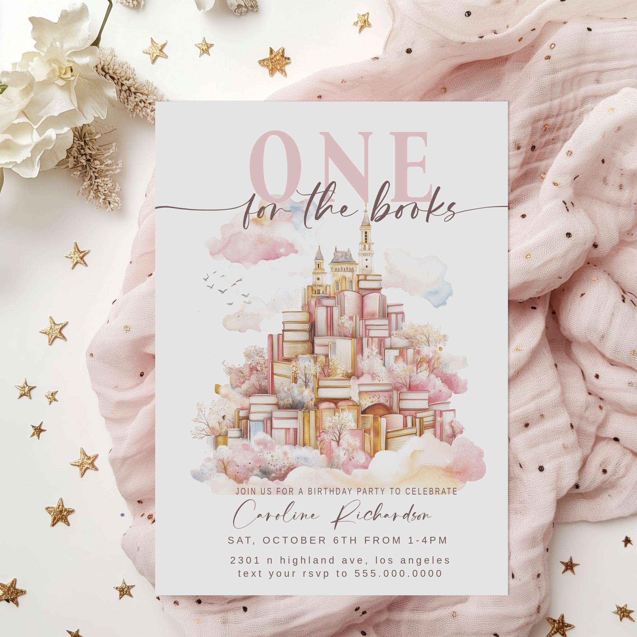 One for the Books Birthday Invitation | Storybook Girl Birthday | Book ...