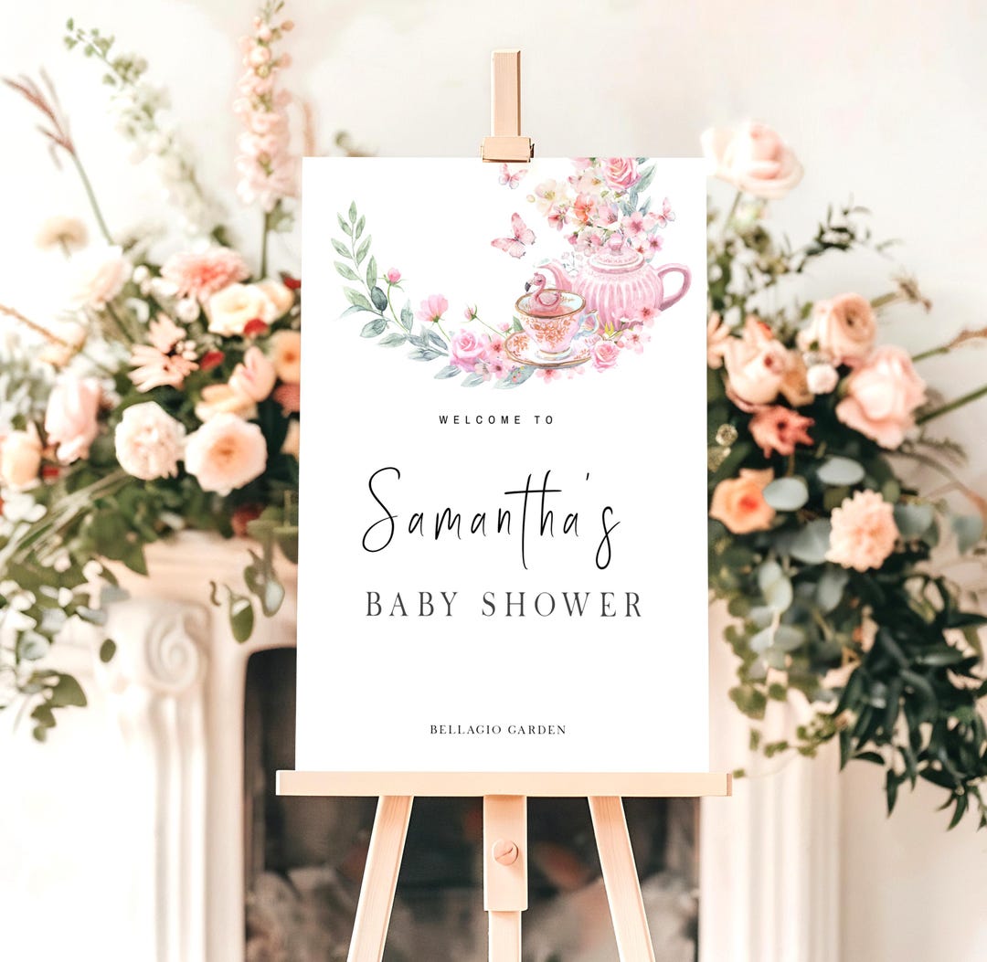 Time for Tea With Mom to Be Baby Shower Welcome Sign Template , Baby ...