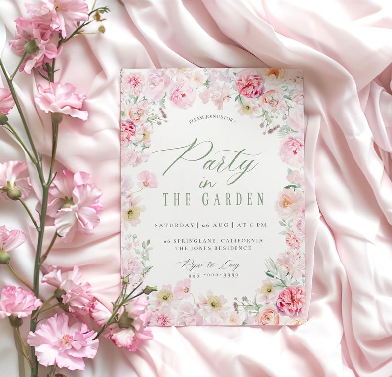 Watercolor Garden Party Invitation | Floral, Editable (instant Download ...