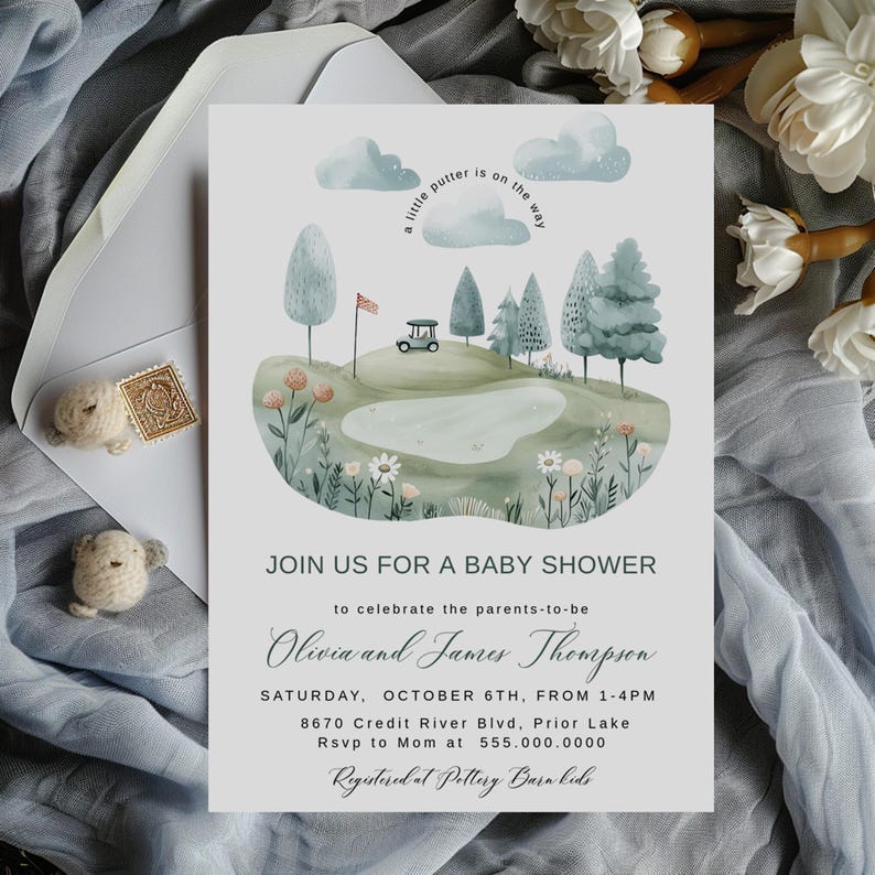 Golf Baby Shower Invitation Golfing Theme Golf Couples Baby Shower ...