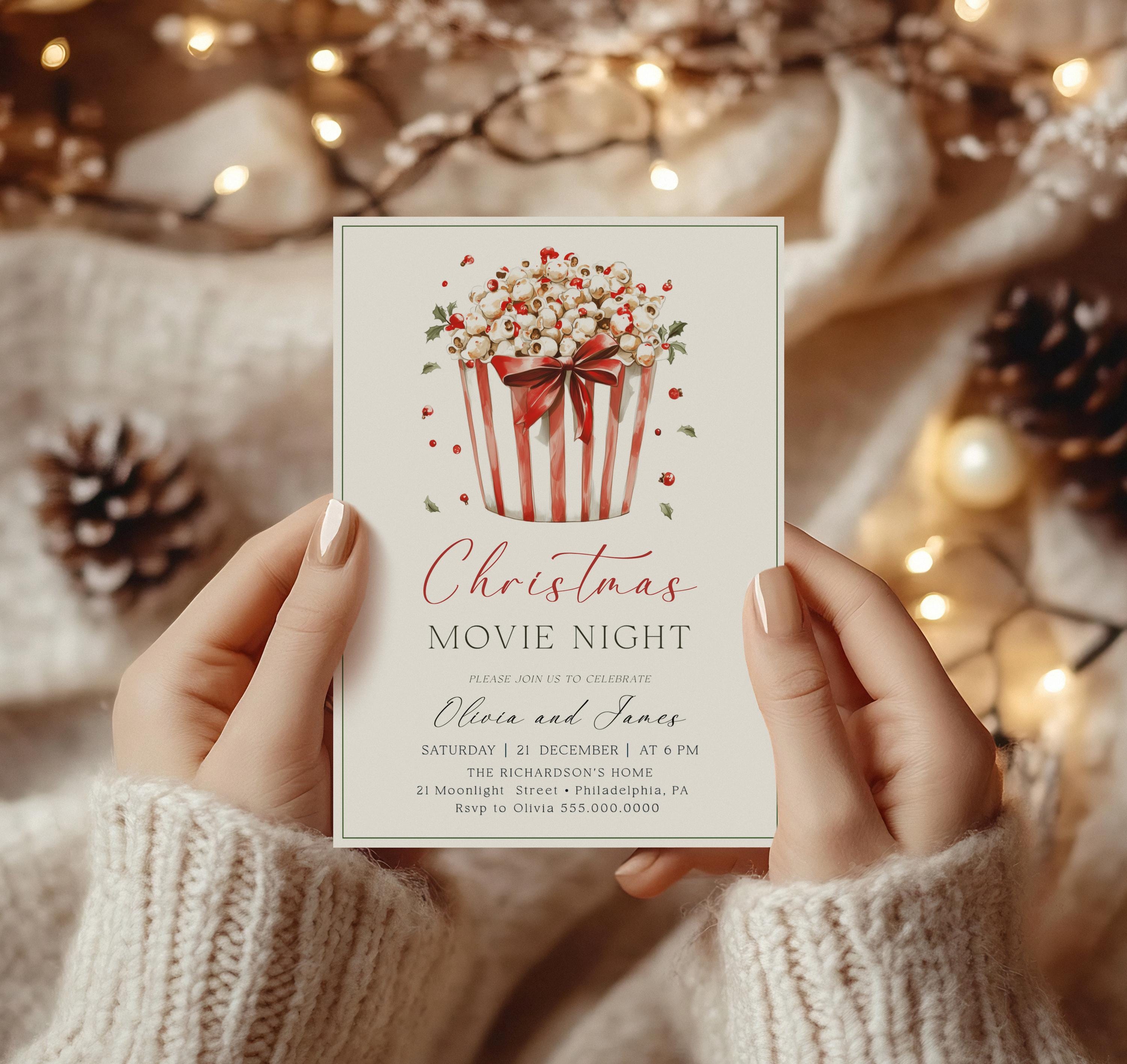 Christmas Movie Night Invitation | Movie Night Invite | Christmas Movie ...