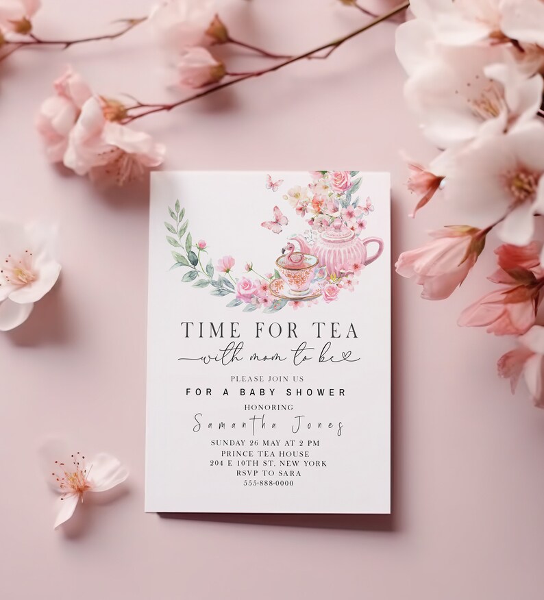Tea Party Baby Shower Invitation | Floral, Editable (digital) - Etsy
