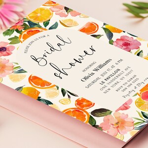 Citrus Bridal Shower Printable Invitation| Citrus Floral | Modern ...