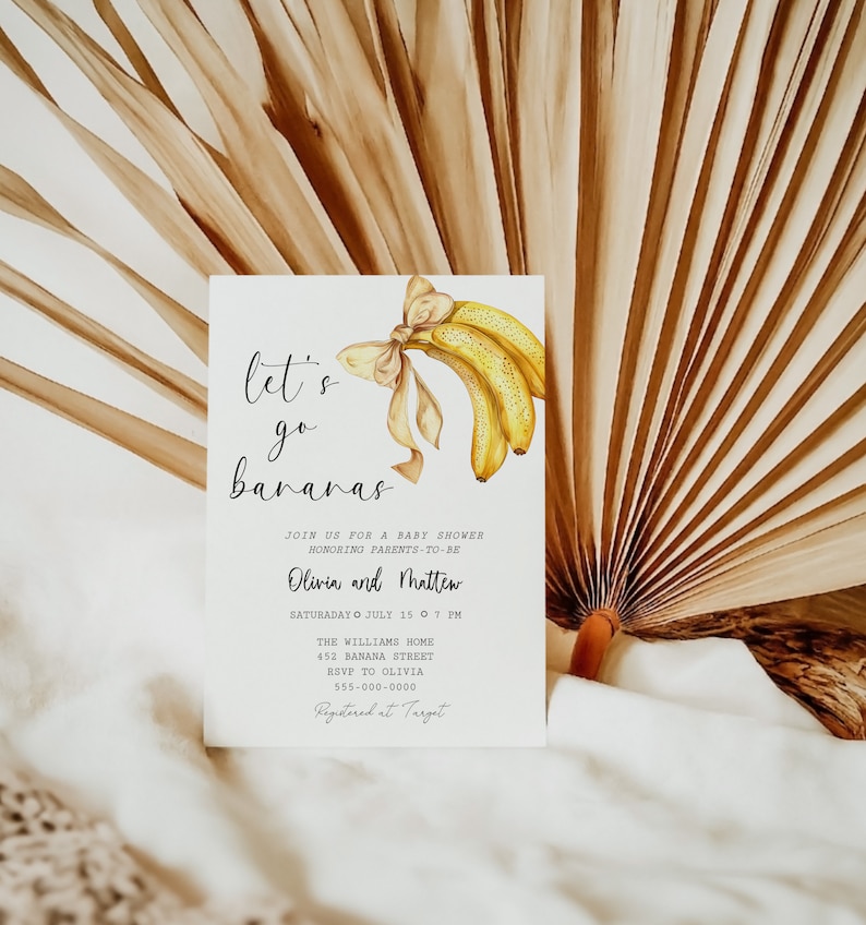 Banana Bow Baby Shower Invitation Template (instant Download) - Etsy