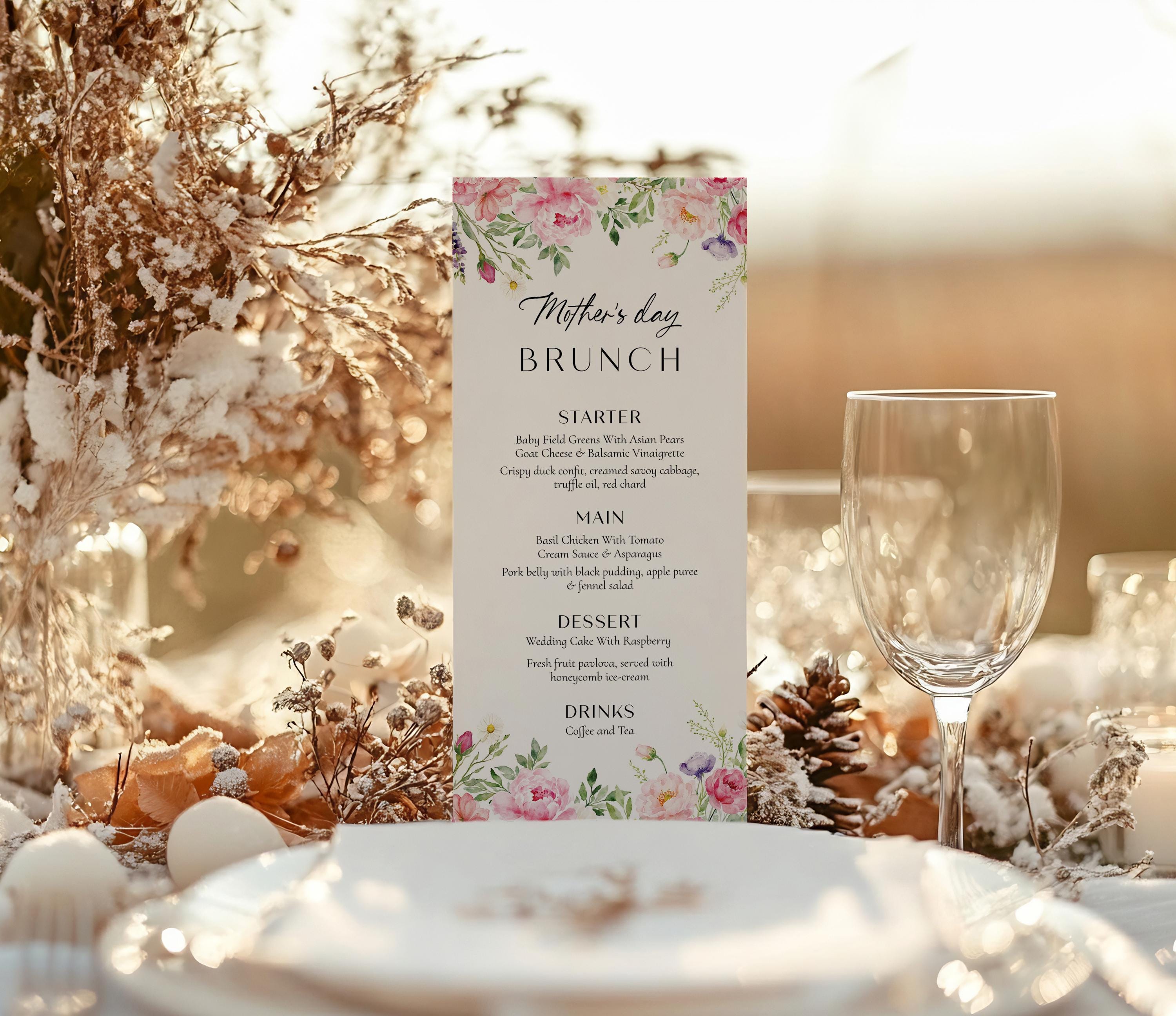 Flowers Menu Editable Template | Women's Day Menu | Floral Menu ...