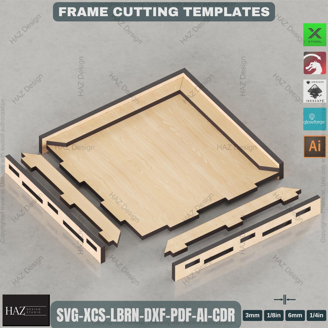 Laser Cut Frame Template Bundle | 10 Sizes Included | Square ...