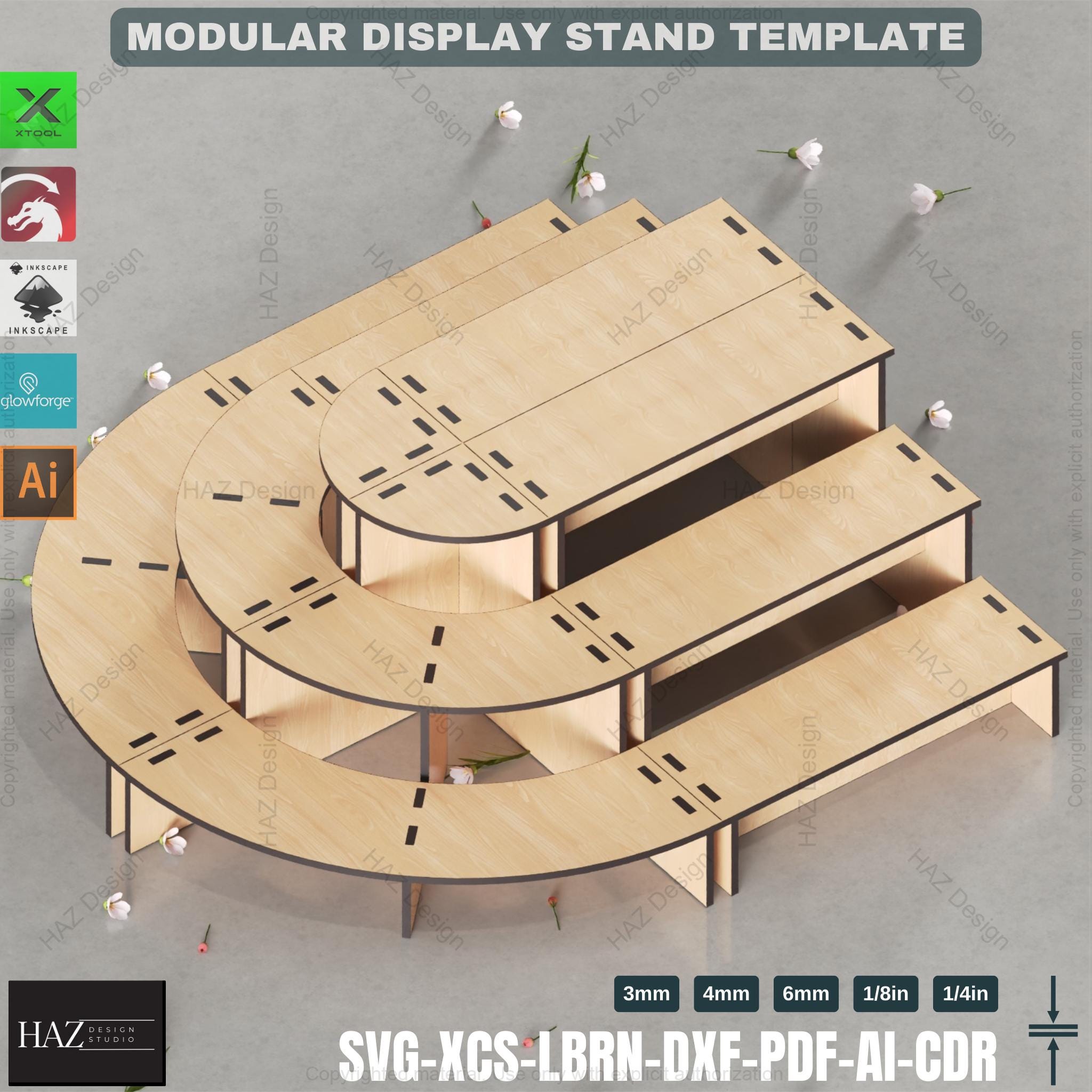 Modular Display Stand SVG Laser Cut Retail Shelving Exhibition Stand,3 ...