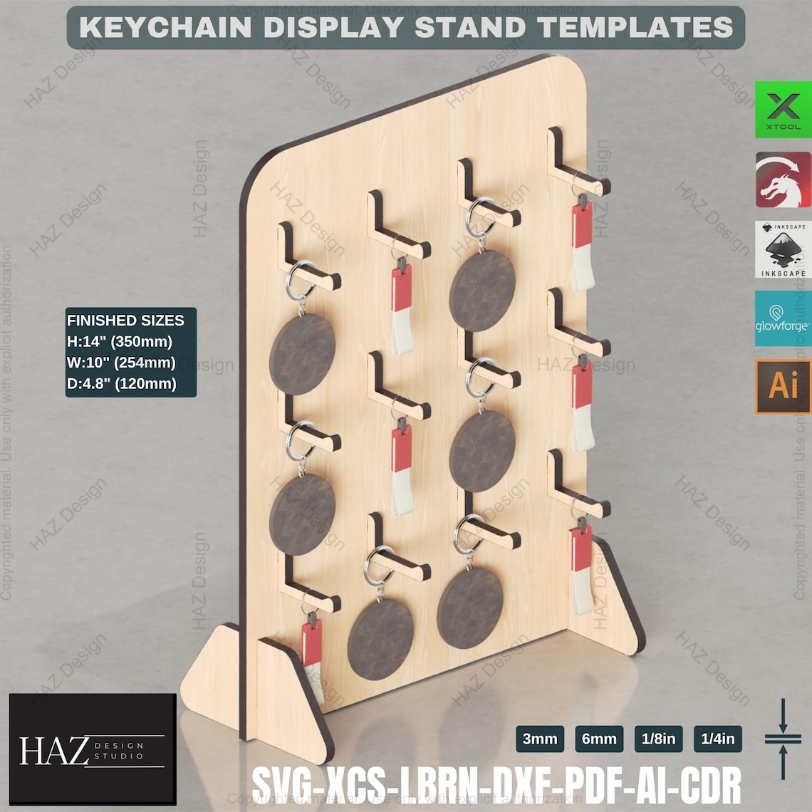 Keychain Display Stand Template Laser Cut Files, Market Stall,diy ...