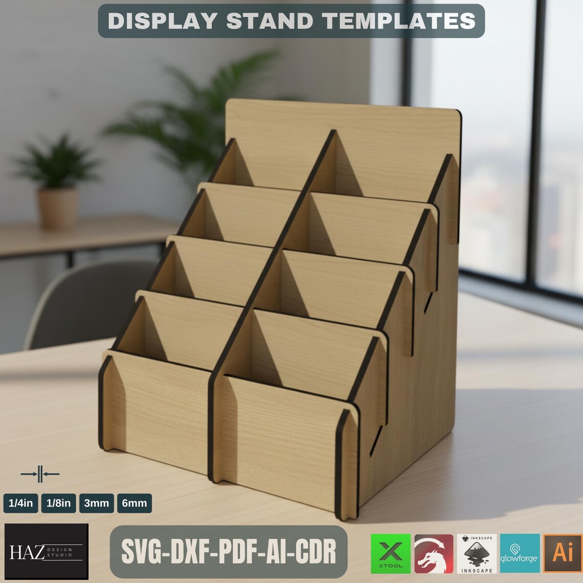 4 Shelf Display Stand / Retail Counter Cardboard Brochure and Leaflet ...