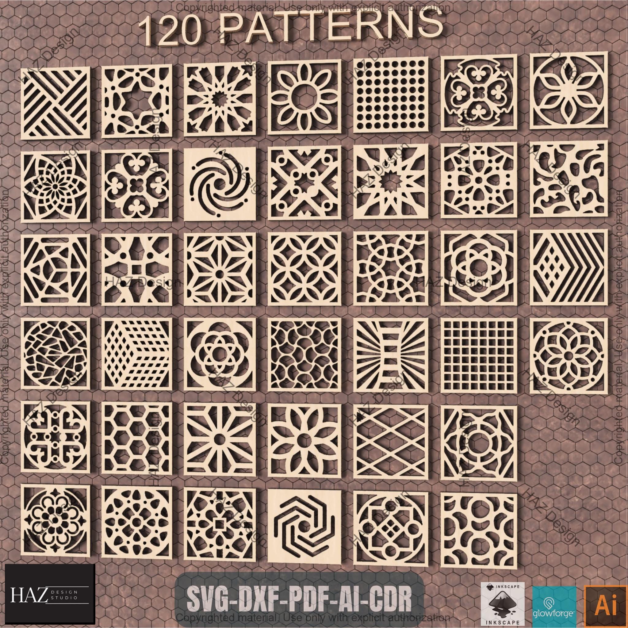 Ultimate 120 Geometric Patterns Collection for Laser Cutting Projects ...