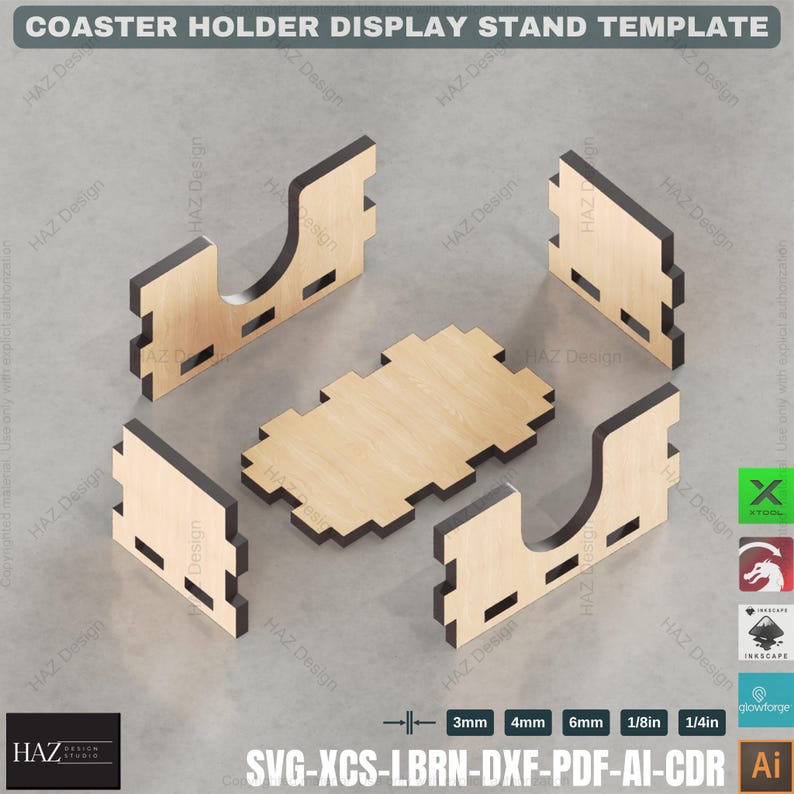 Laser Cut Coaster Holder Round Square Designs, DIY Decor,coaster Holder ...