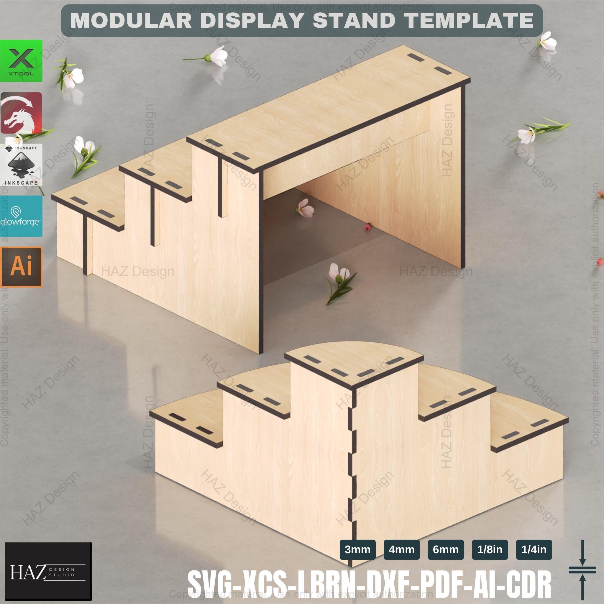Modular Display Stand SVG Laser Cut Retail Shelving Exhibition Stand,3 ...
