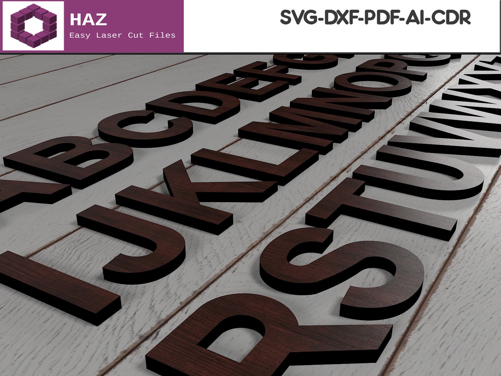 Elegant Laser Cut Alphabet Letters Multi-format SVG, DXF, Pdf, Ai, Cdr ...