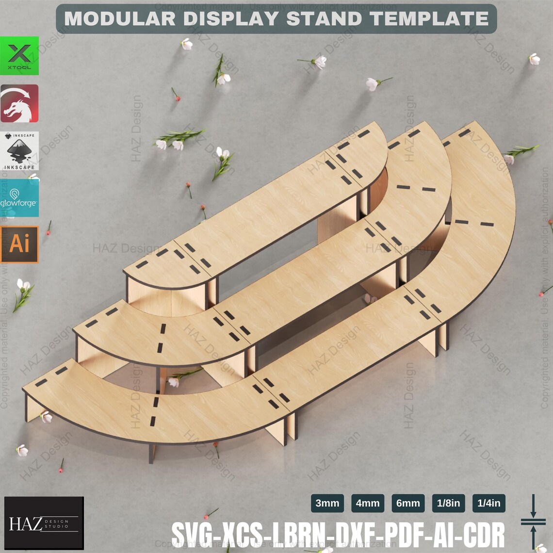 Modular Display Stand SVG Laser Cut Retail Shelving Exhibition Stand,3 ...
