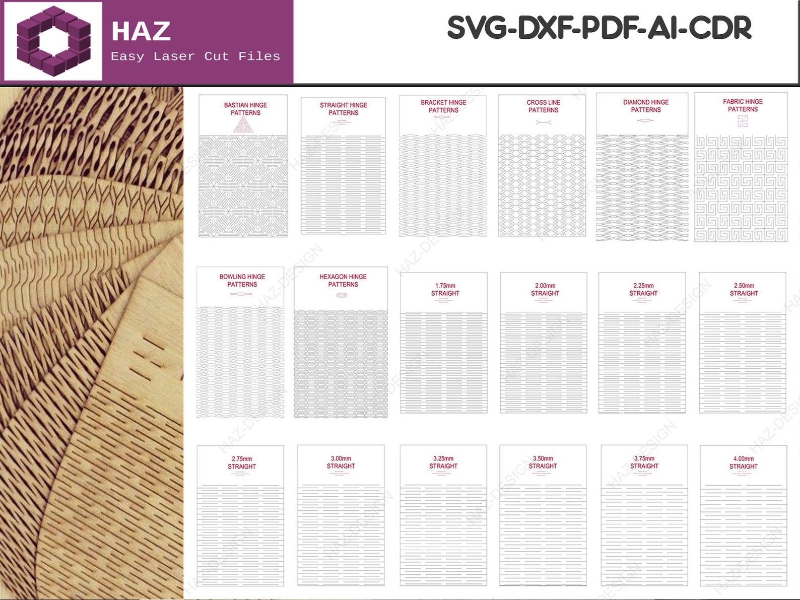 Super Flexible Living Hinge / Flexing Laser Cut Files / Plywood Bending ...