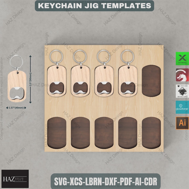 Laser Cut Keychain Jig Bundle, Engraving Template for Wood & Acrylic ...