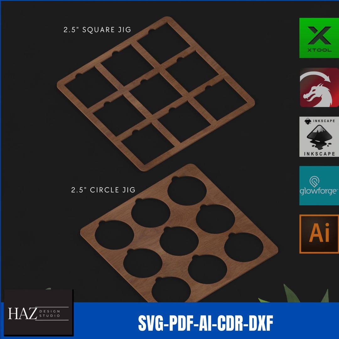 Laser Engraving Jig Set for 2.5 Inch Designs - Ideal for Glowforge ...