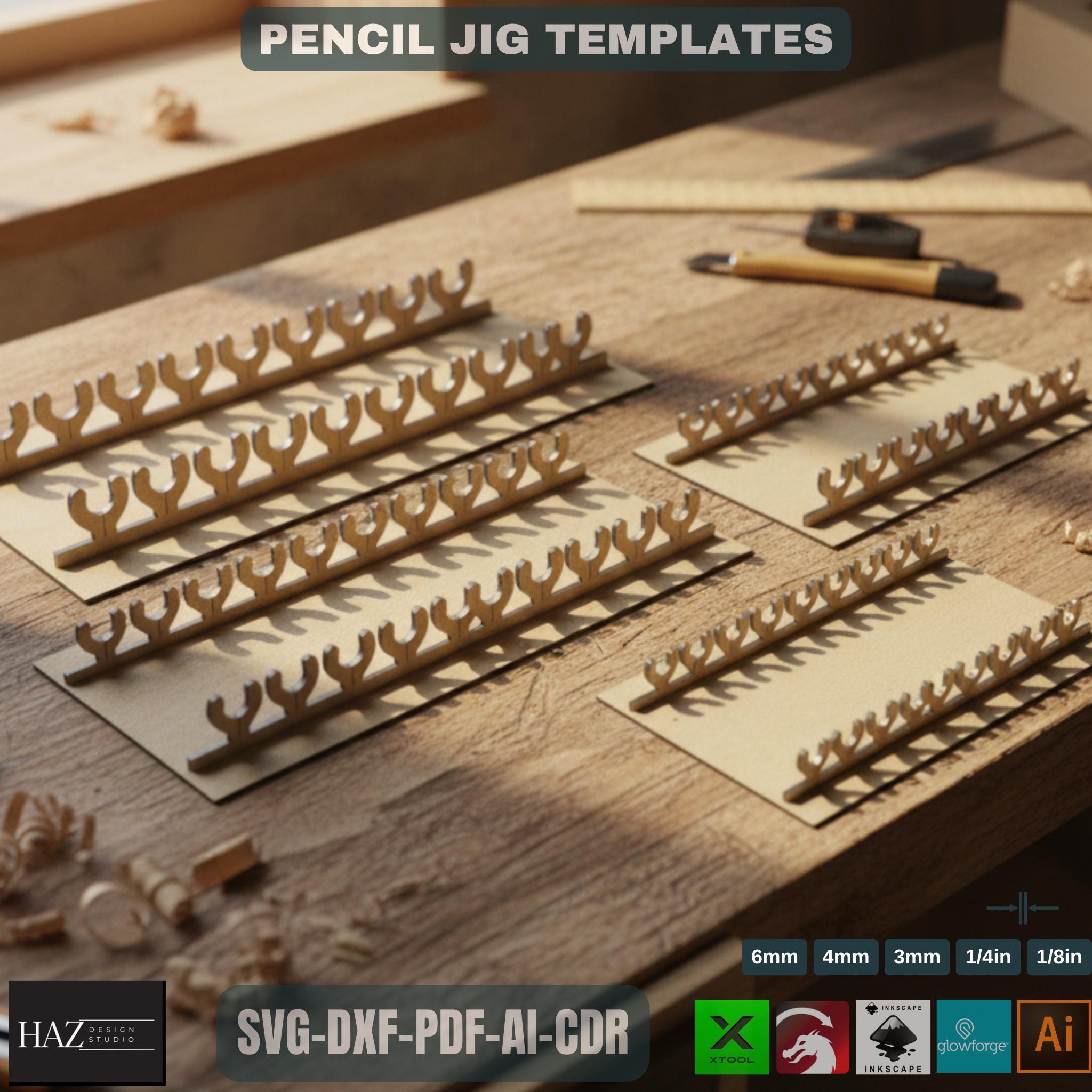 Laser Ready Pencil Jig Template - Jig for Pens - Laser Cut Template SVG ...