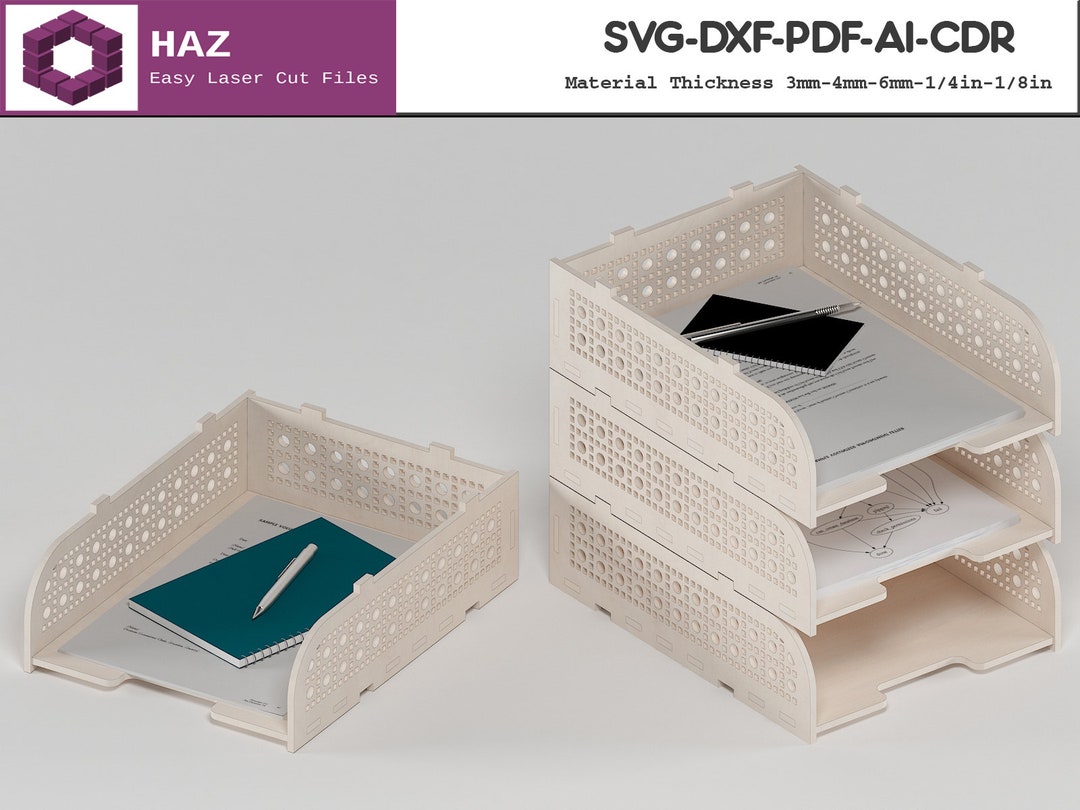 Wooden Stackable Paper Tray / Stacking Document Organizer / Office Desk ...