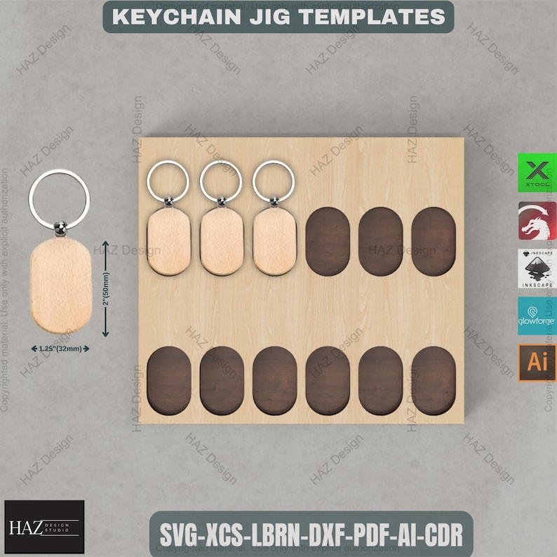 Laser Cut Keychain Jig Bundle, Engraving Template for Wood & Acrylic ...