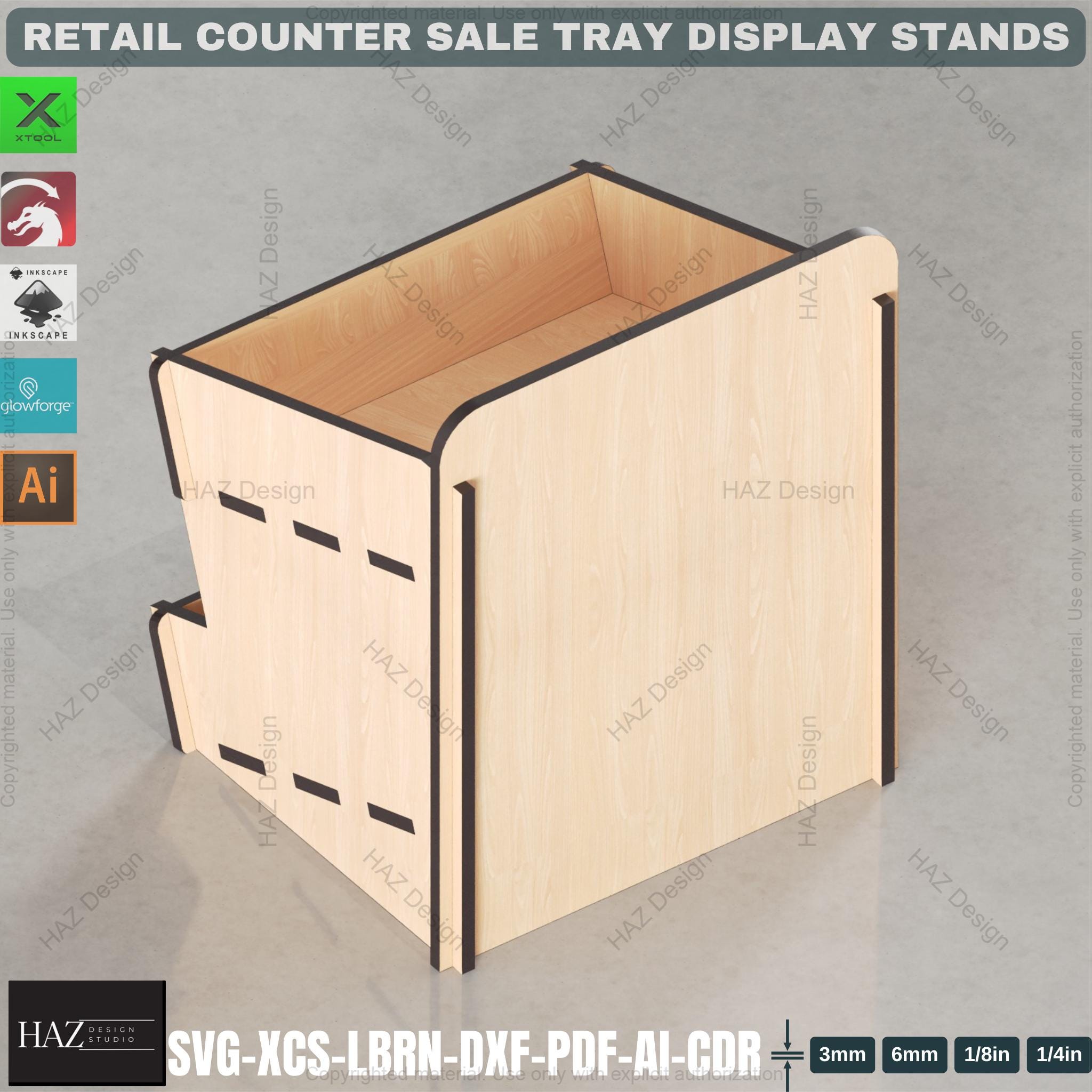 Laser Cut Counter Tray Display Stand Files,retail & Market Sale ...