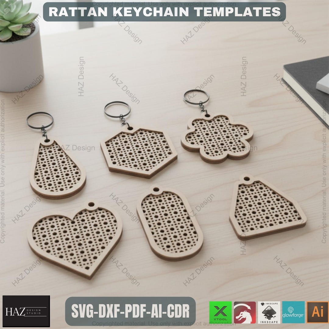 Modern Rattan Pattern Keychains - Perfect for Laser Cutting & Crafting ...