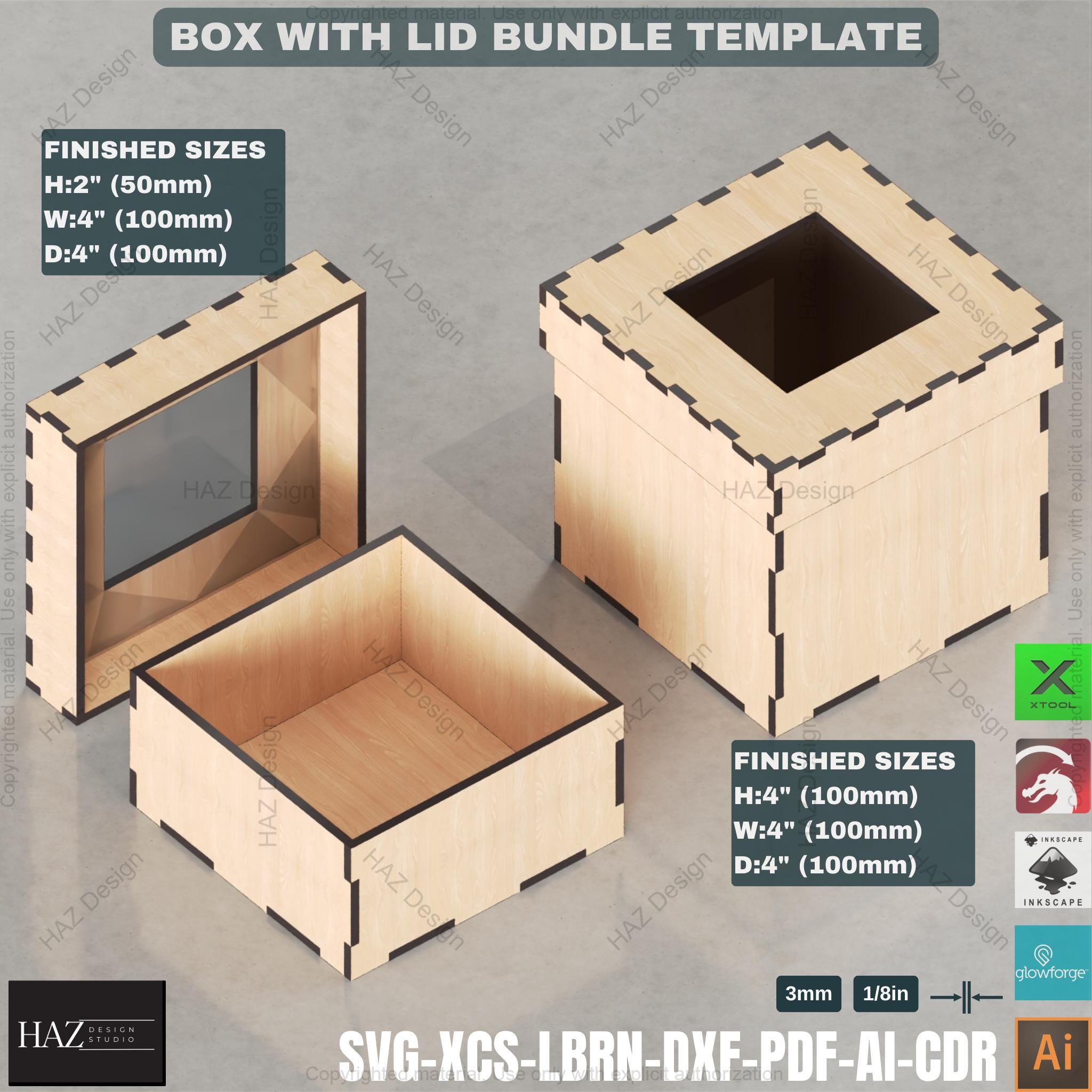 Laser Cut Box Template Bundle 12 Sizes With Lids for Gifts,storage ...