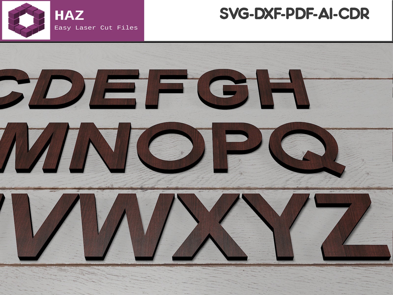 Elegant Laser Cut Alphabet Letters Multi-format SVG, DXF, Pdf, Ai, Cdr ...