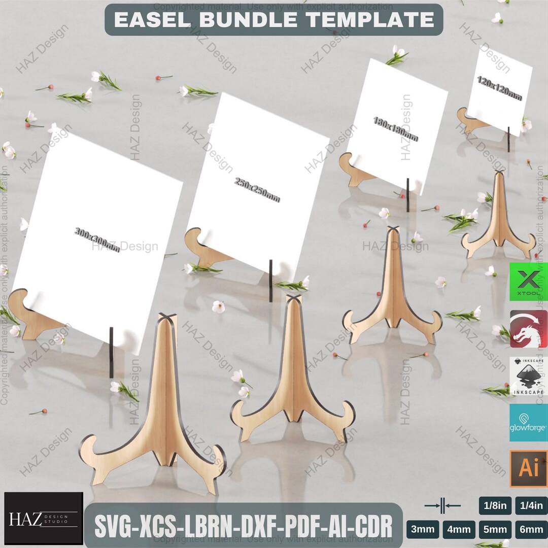 Laser Cut Easel Stand Bundle - 4 Sizes Included. Perfect DIY Plate ...