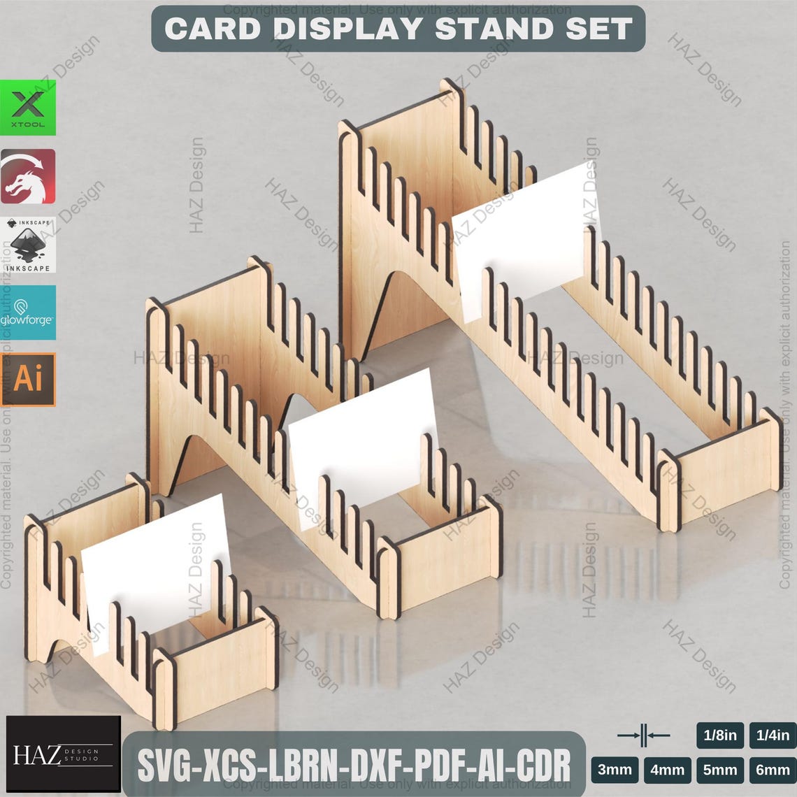 Laser Cut Card Display Stand Set Files for Greeting Cards,Postcards ...