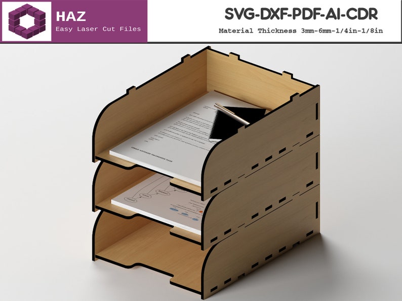 Wooden Stackable A4 Paper Holder / Document Organizer / Office Desk ...