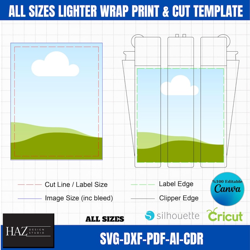All Sizes Lighter Wrap Template – Print & Cut Design for Customizable ...