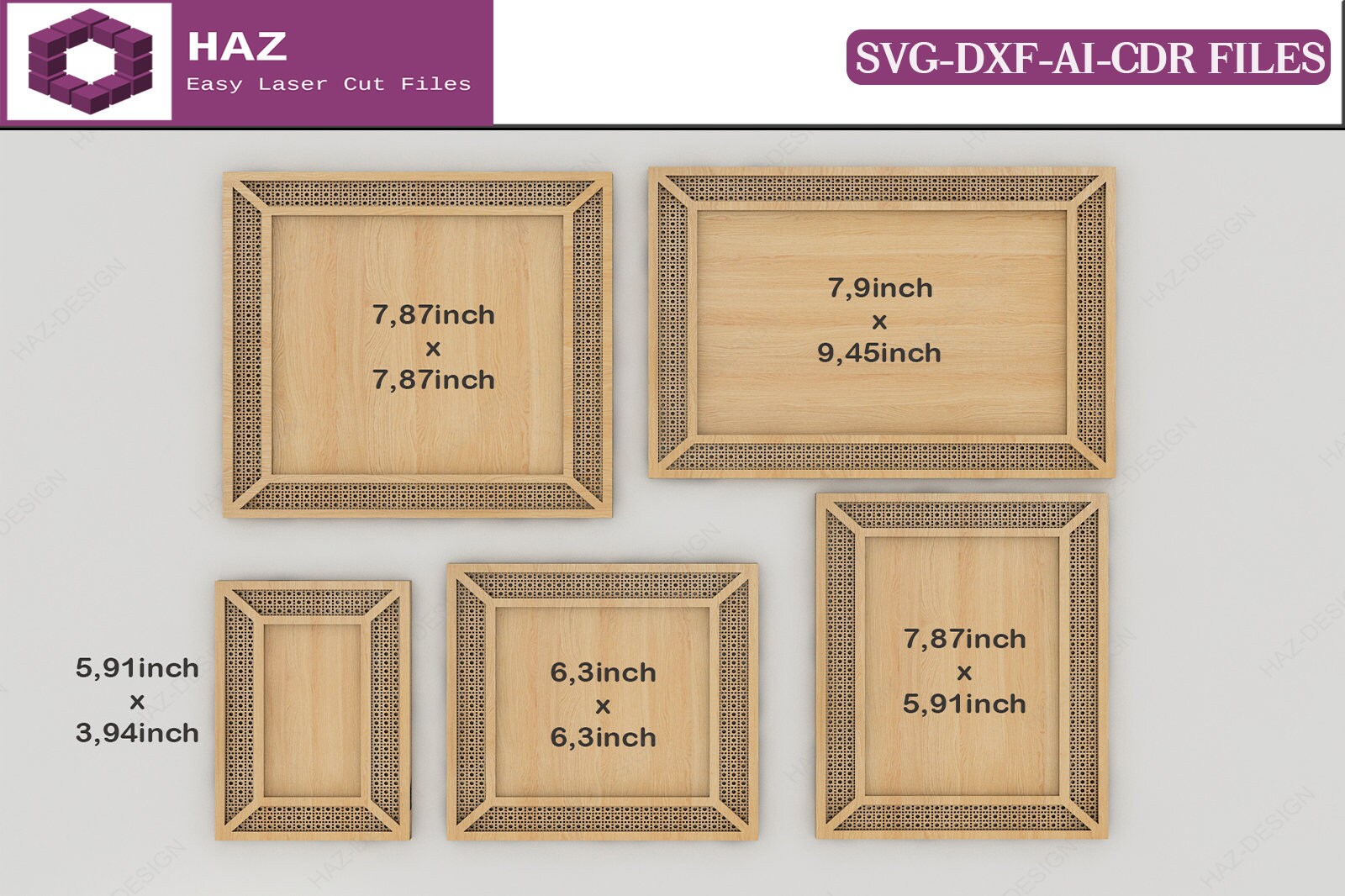 Photo Frame Bundle / Wooden Cane Webbing Patterns / Frames With Rattan ...