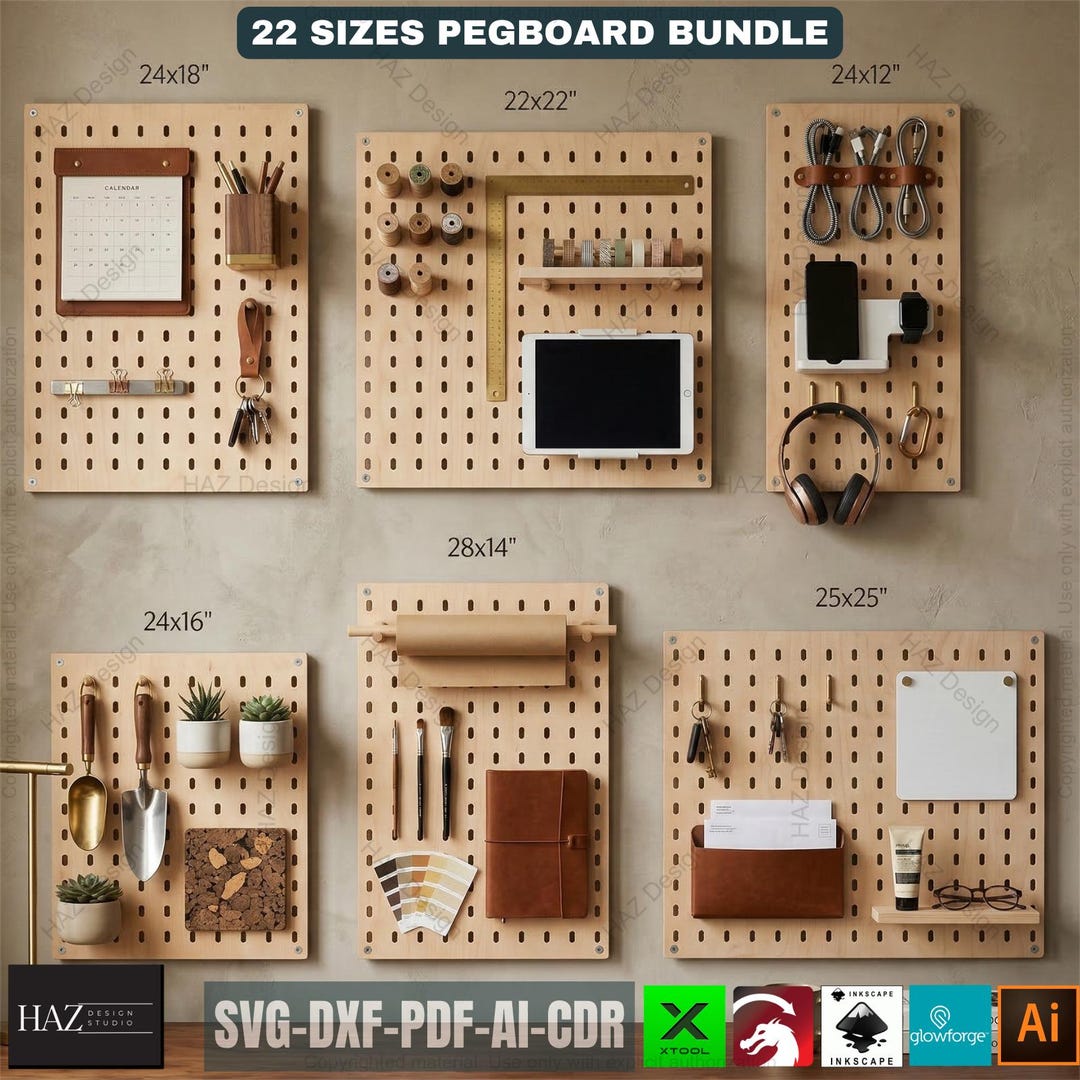 22 Size Pegboard Bundle Laser Cut Template, Ikea Skadis Compatible Wall ...