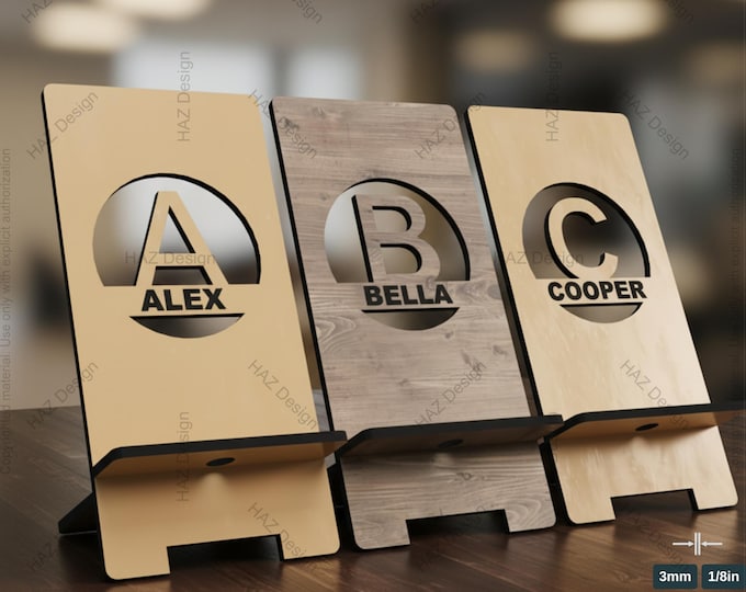 Laser Cut A-Z Phone Stands - DIY Wood Phone Display, Alphabet Wooden ...