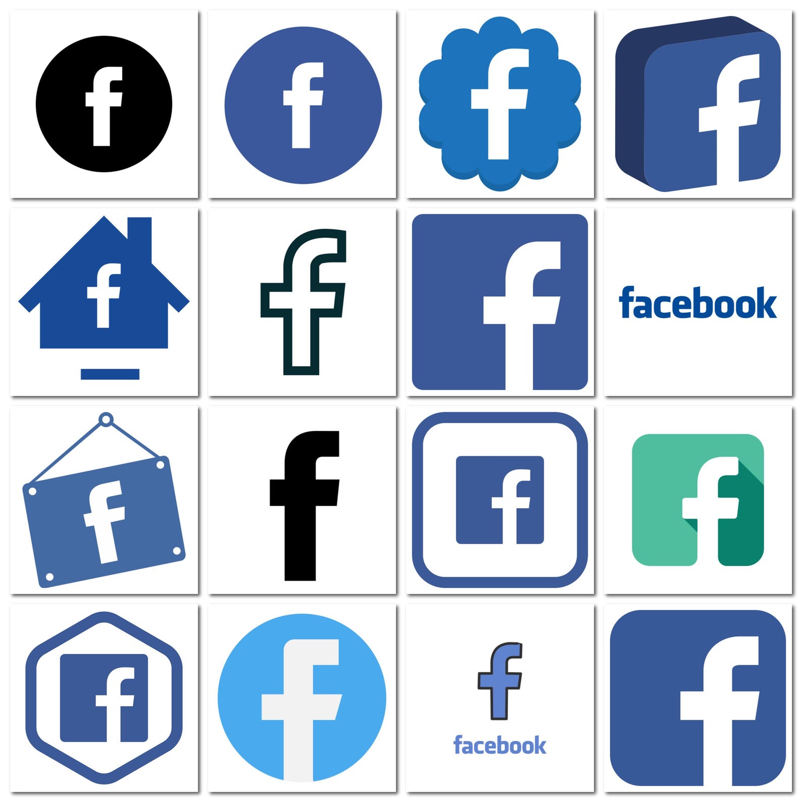 Facebook Icon Pack 16 Unique Flat and 3D Logos for Social Media ...