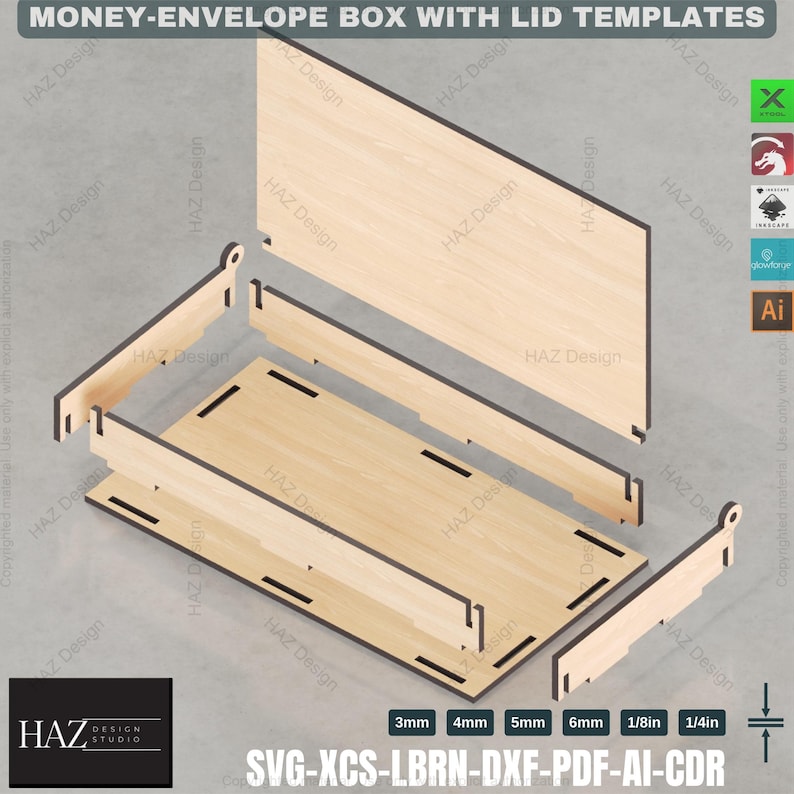Laser Cut Money Gift Box - Cash Envelope, SVG Template,money Box SVG ...