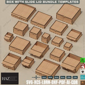 Laser Cut Slide Lid Box - 18 Sizes, Storage Box, SVG Files,laser Cut ...