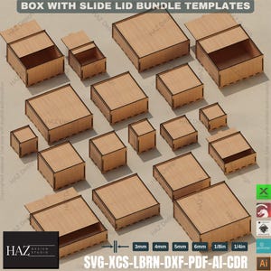 Laser Cut Slide Lid Box - 18 Sizes, Storage Box, SVG Files,laser Cut ...