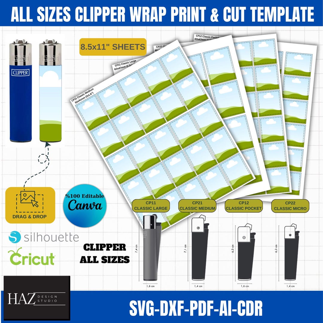 All Sizes Clipper Wrap Print Cut Template Compatible With Cricut ...