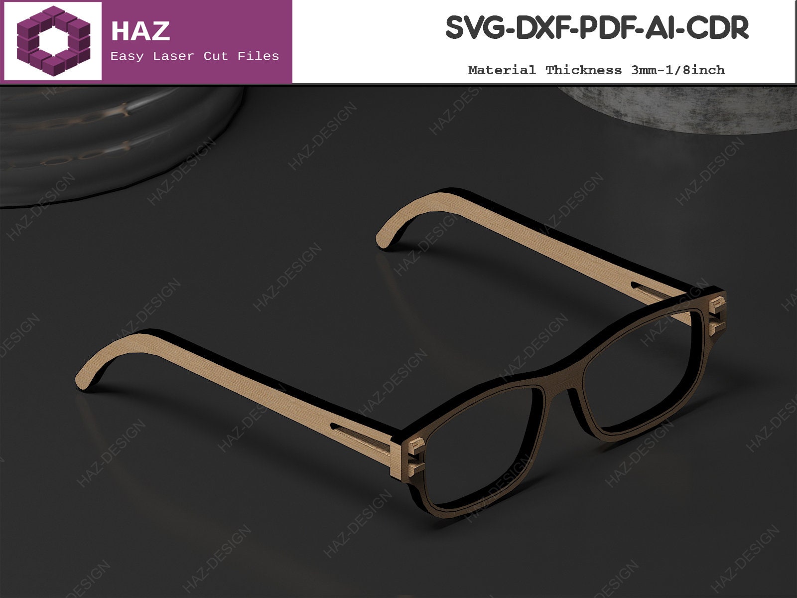 Wooden Glasses Laser Cut Files / Sunglasses Vector Cutting Plans ...