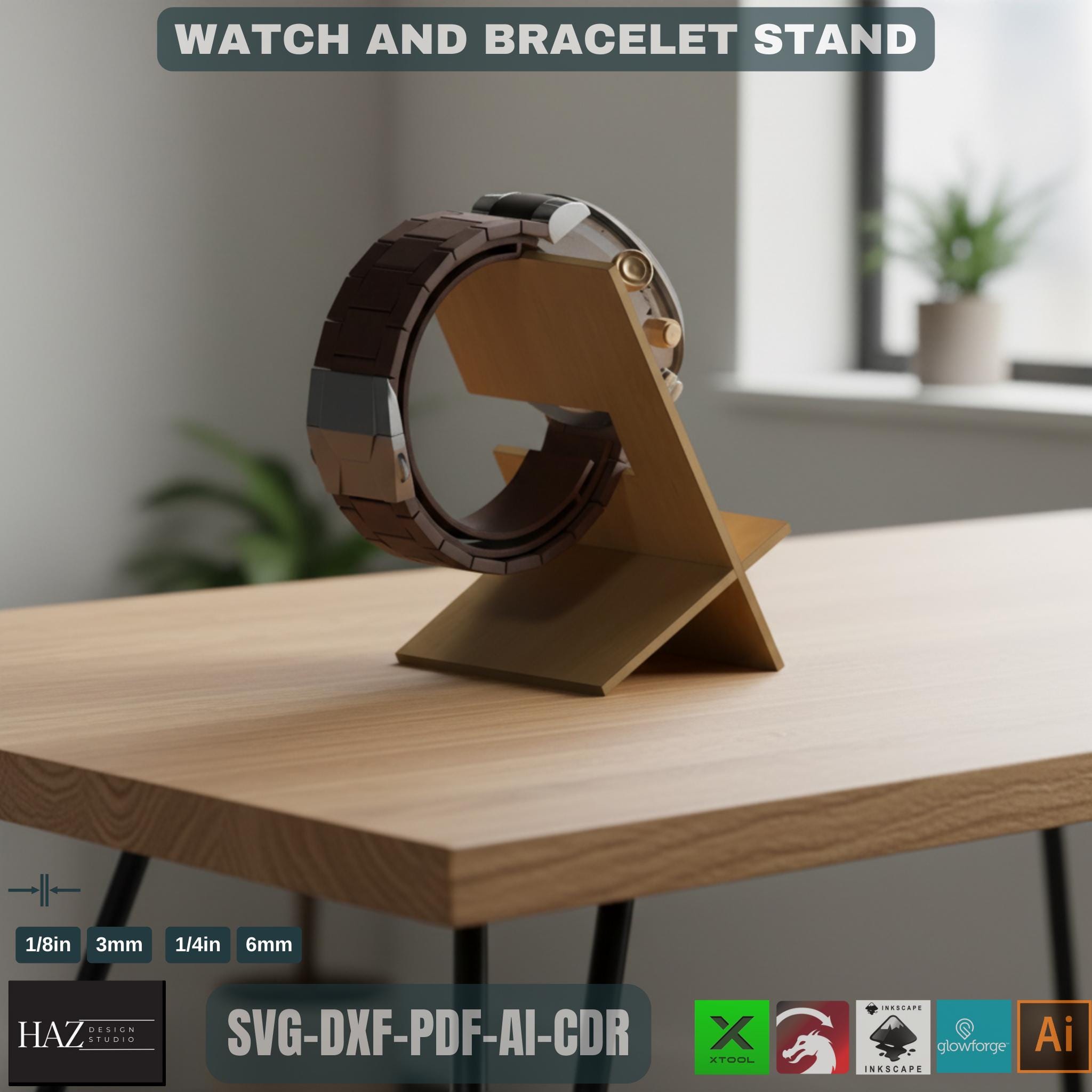 Laser Cut Watch & Bracelet Stand SVG | Digital File for Glowforge Xtool ...