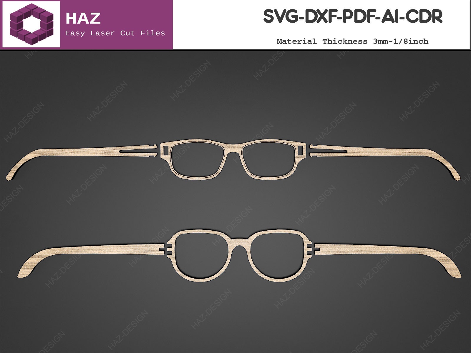 Wooden Glasses Laser Cut Files / Sunglasses Vector Cutting Plans ...