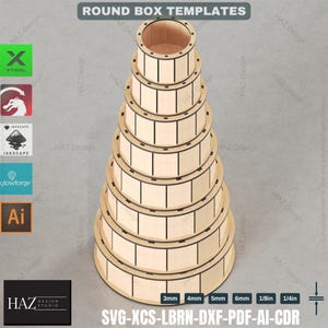 Laser Cut Round Box 8 Sizes, Gift Box SVG Templates,decorative Round ...