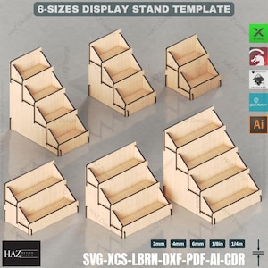 Laser Cut Display Stand 2, 3, 4-tier Customizable 6 Sizes Template,5 ...