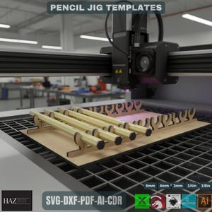 Laser Ready Pencil Jig Template - Jig for Pens - Laser Cut Template SVG ...