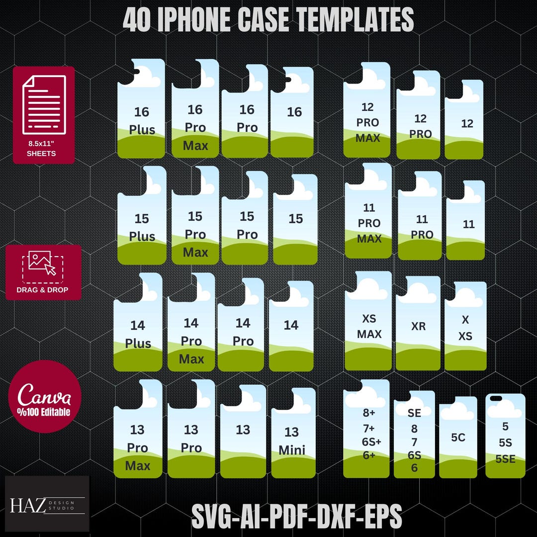 40 iPhone Case Templates: Editable Canva, Svg, AI, Pdf! Sublimate Your ...